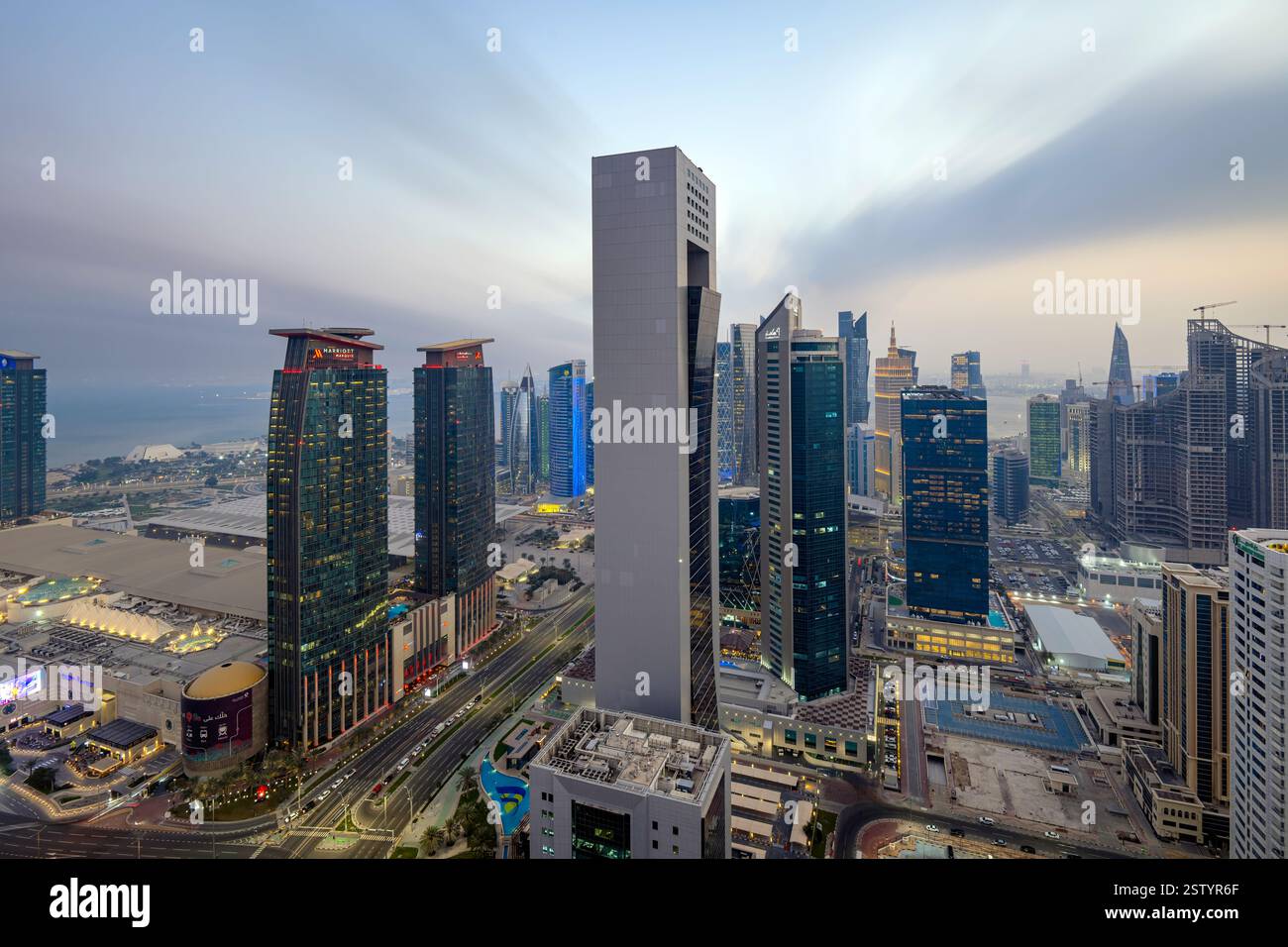Aerial View of west bay area Doha City. Business and financial hub of ...