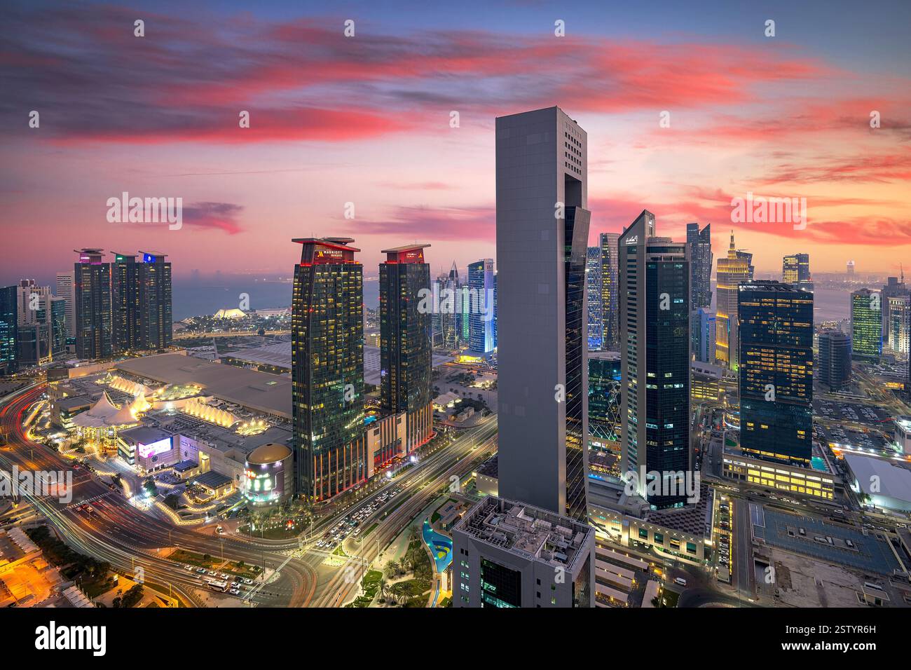 Aerial View of west bay area Doha City. Business and financial hub of ...