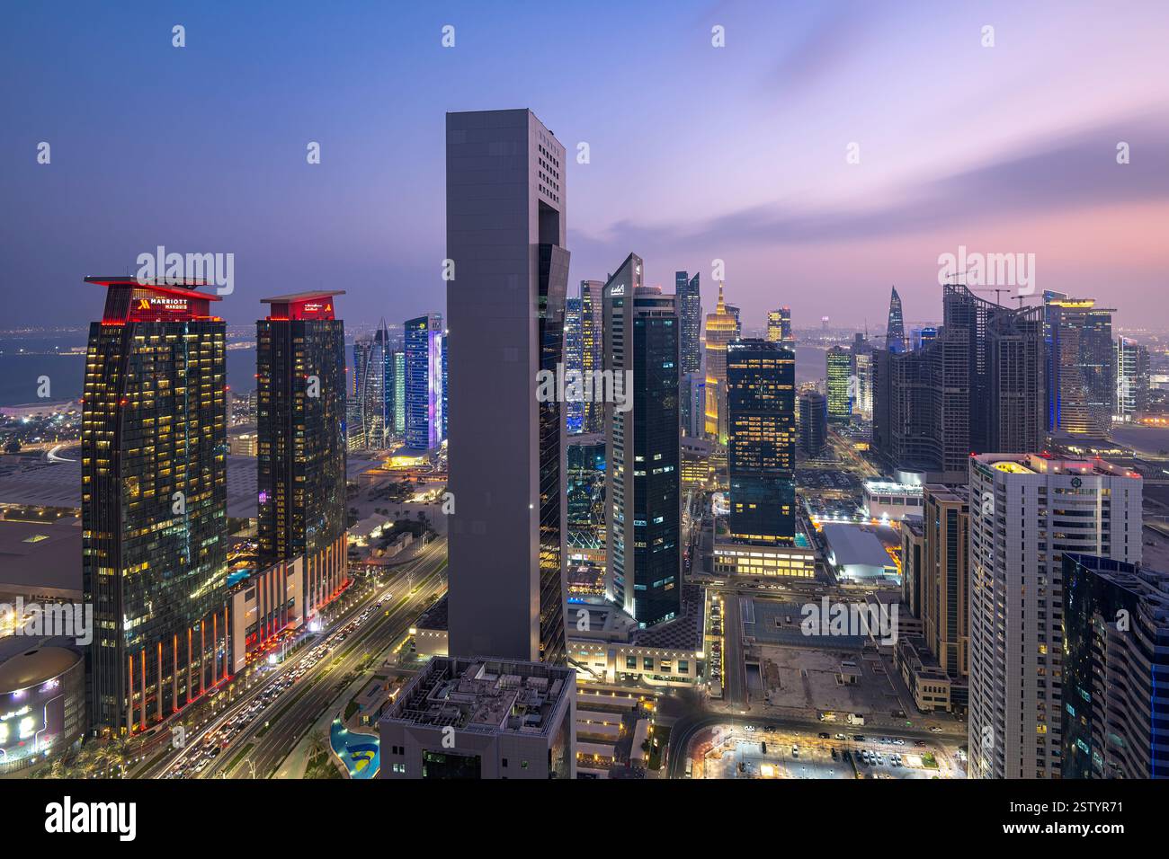 Aerial View of west bay area Doha City. Business and financial hub of ...