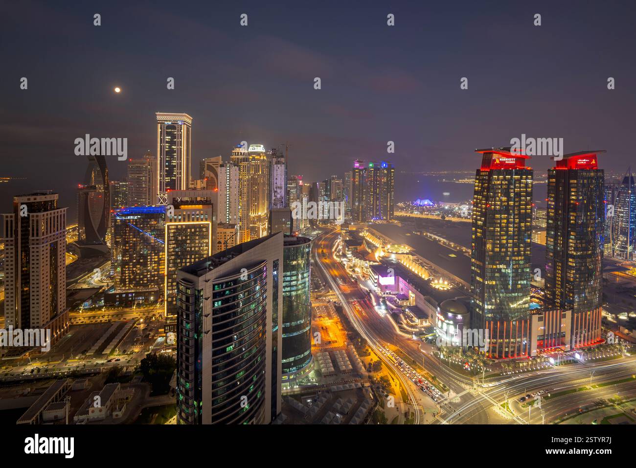 Aerial View of west bay area Doha City. Business and financial hub of ...