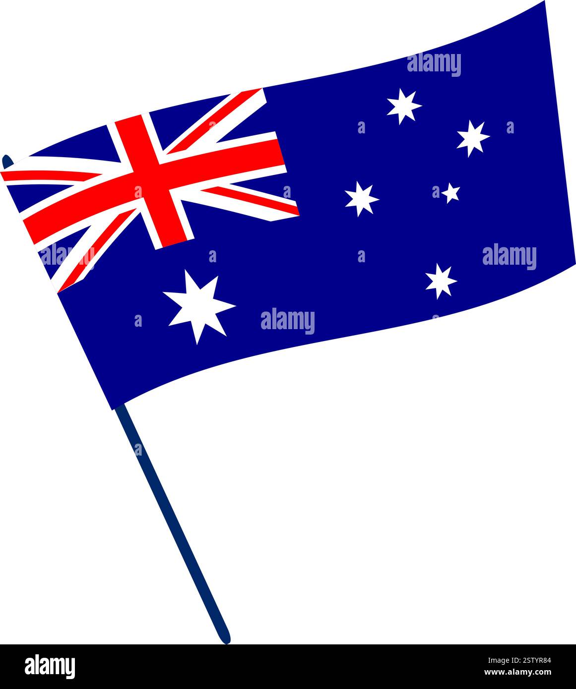 The national flag of Australia on a flagpole. Vector illustration with ...