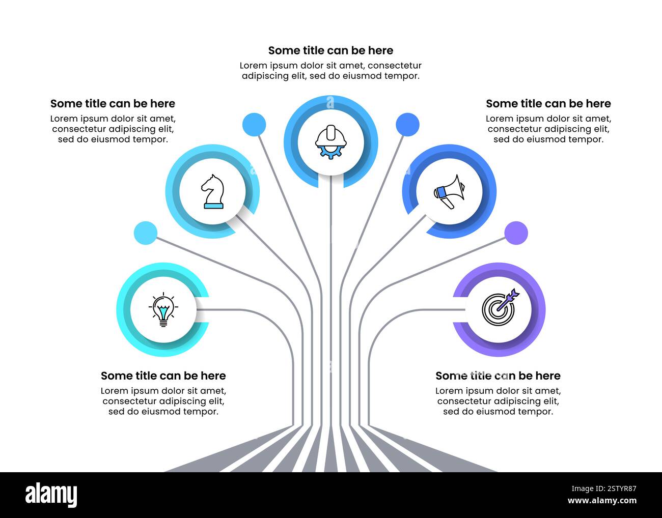 Infographic template with icons and 5 options or steps. Technology tree ...