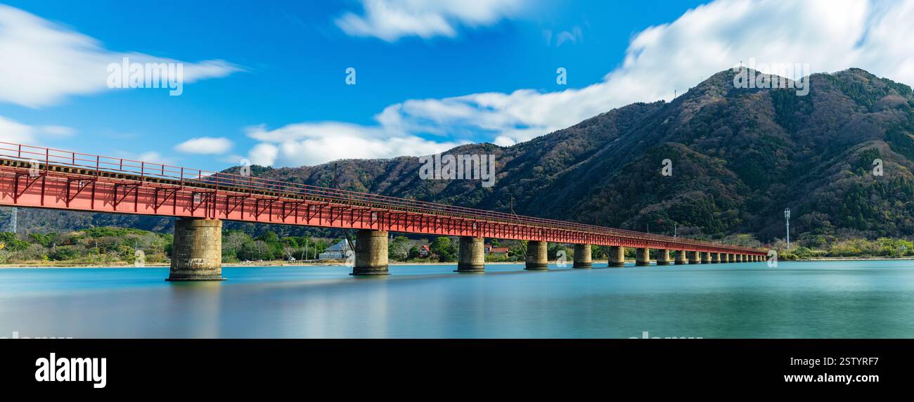 Yuragawa Bridge of Kyoto Tango Railway in Miyazu City, Kyoto Prefecture ...