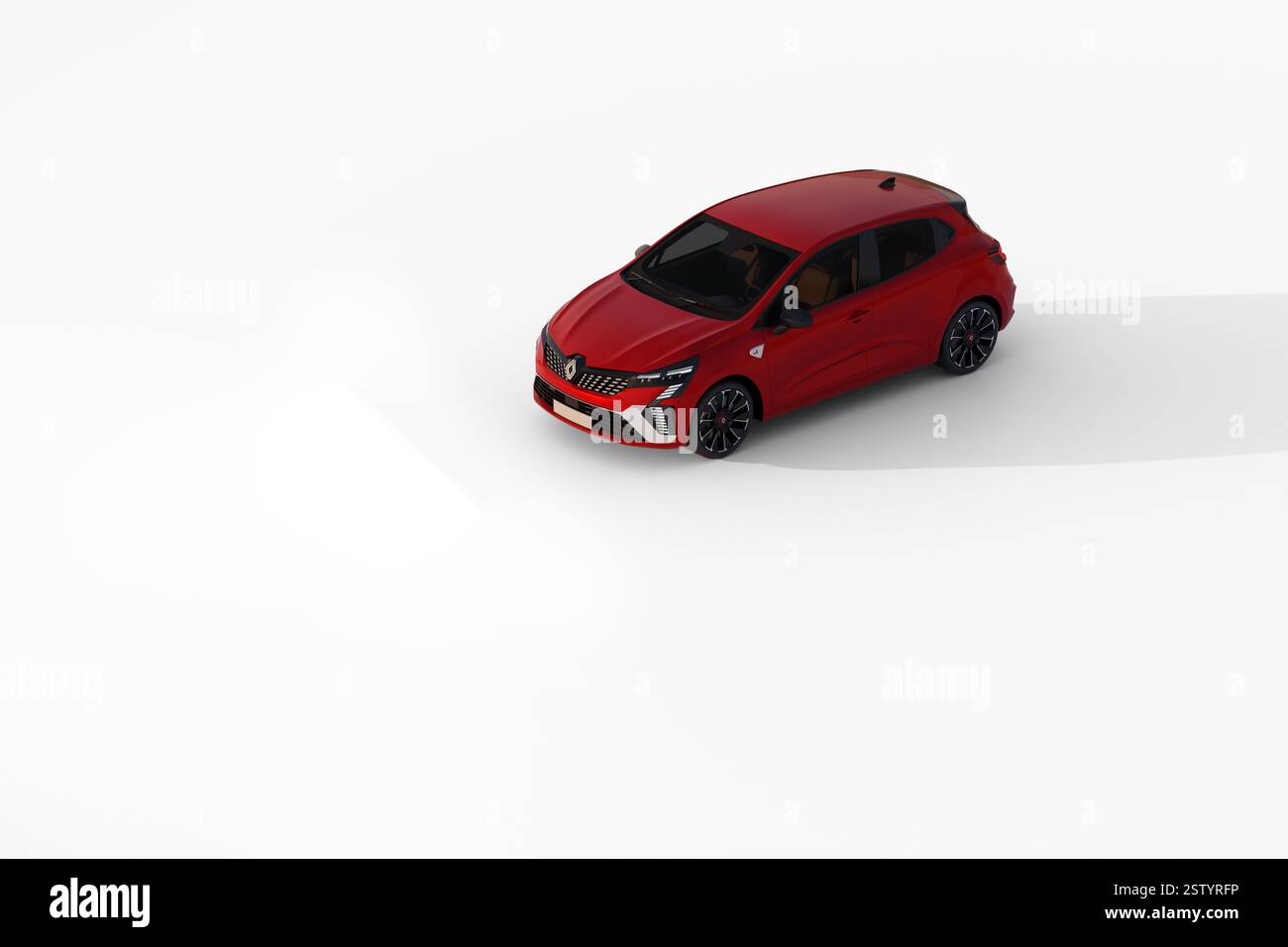 Izmir, Turkey - Feb 20 2025: A 3D render of the red Renault Clio 2024 ...