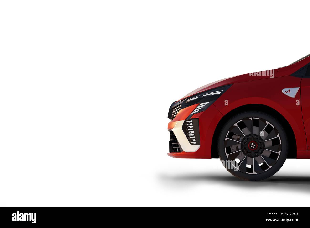 Izmir, Turkey - Feb 20 2025: A high-quality 3D render of the left front ...