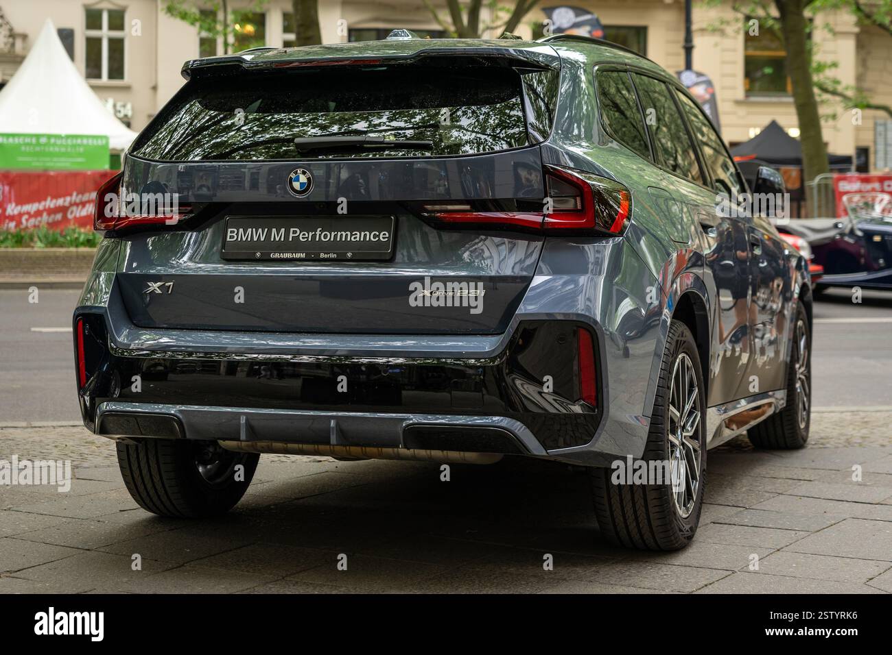 The subcompact luxury crossover SUV BMW X1 (xDrive23i). Rear view ...