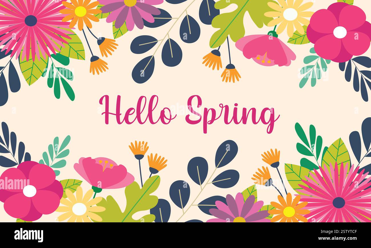 Hello spring background Stock Vector Image & Art - Alamy