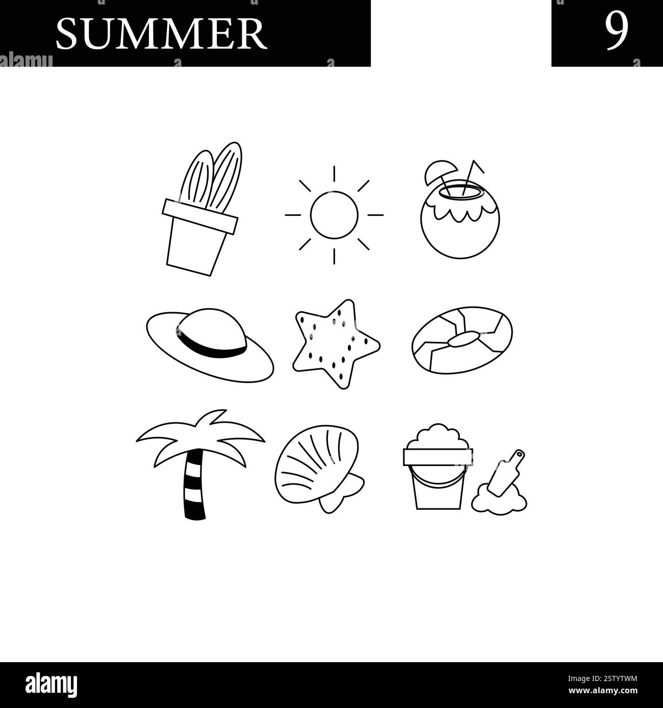 Outline summer icon set Stock Vector Image & Art - Alamy