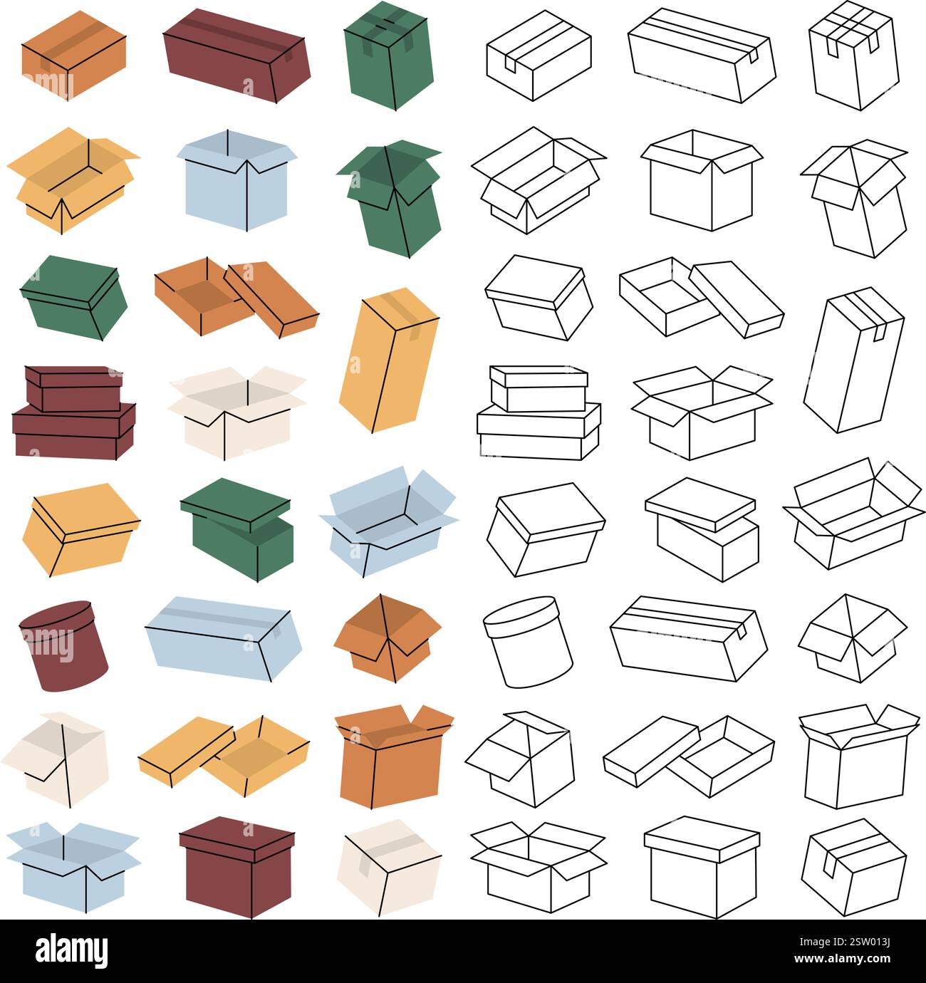 Delivery boxes in vertical banner. Package cardboard boxes. Present ...