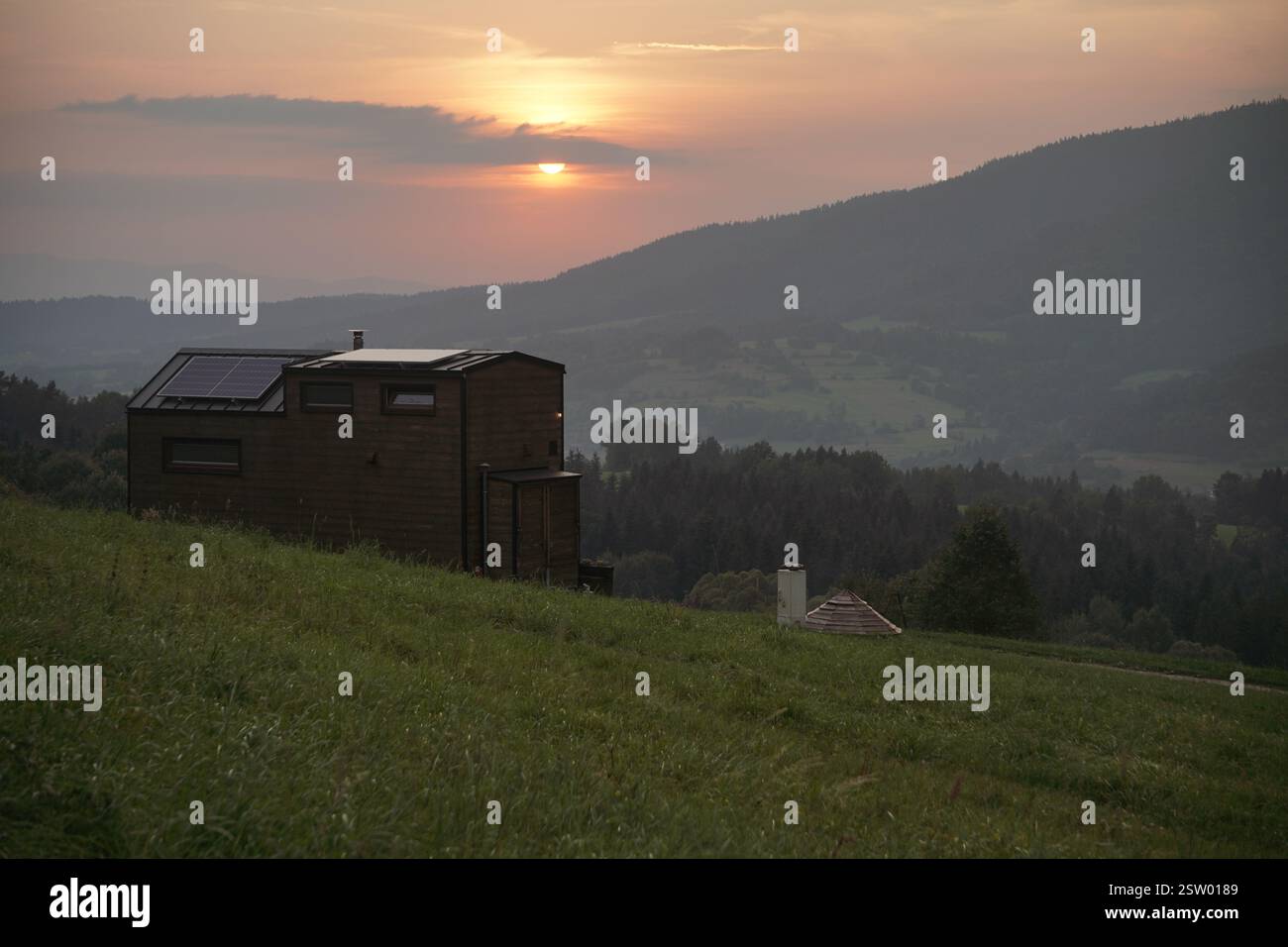 module house on wheels with outdoor sauna and bubble bath or jacuzzi on ...