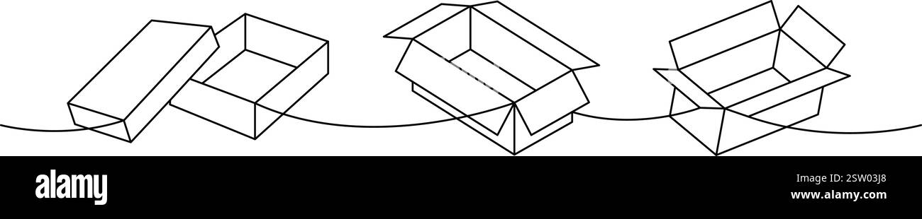 Packaging boxes one line continuous drawing. Package cardboard boxes ...