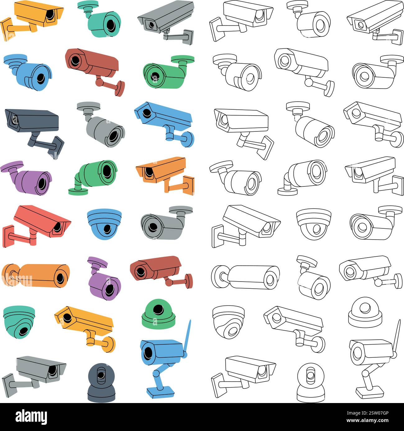 Security cameras in vertical banner. CCTV video cameras. Safety home ...