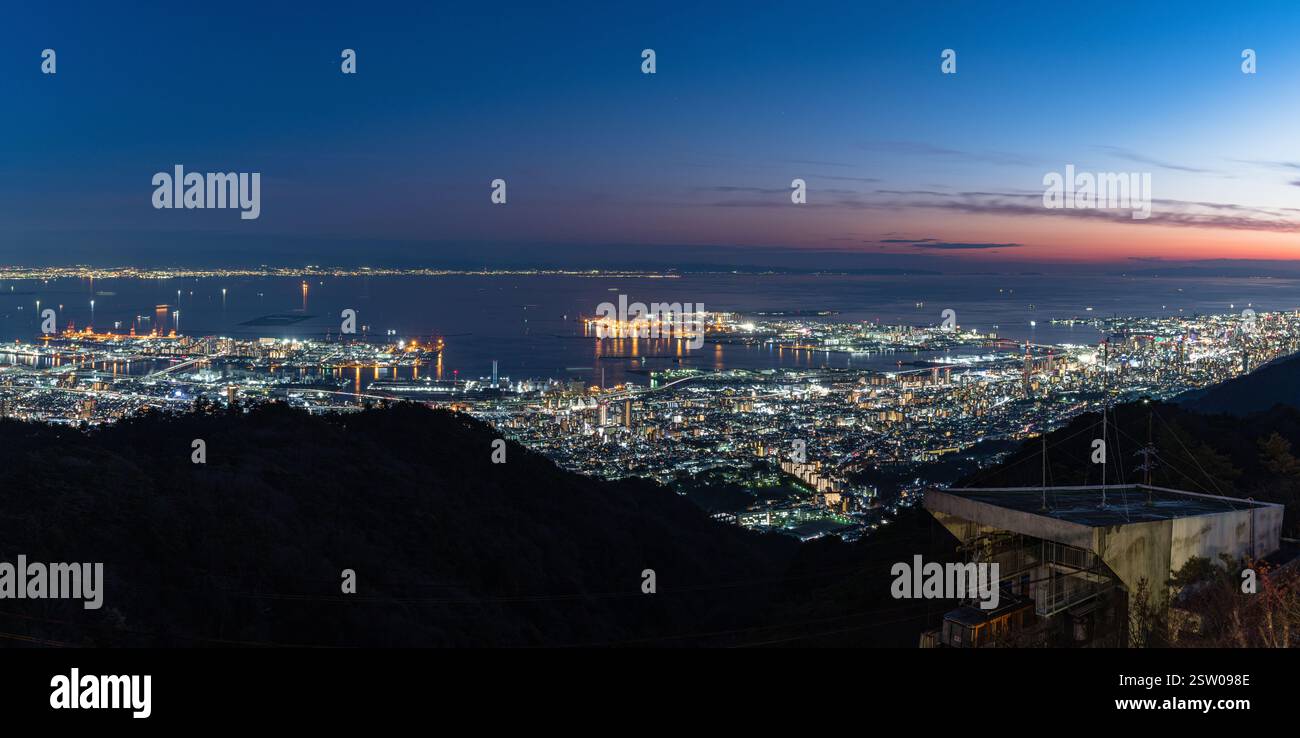 A stunning night view of Kobe City, Rokko Island, and Port Island ...
