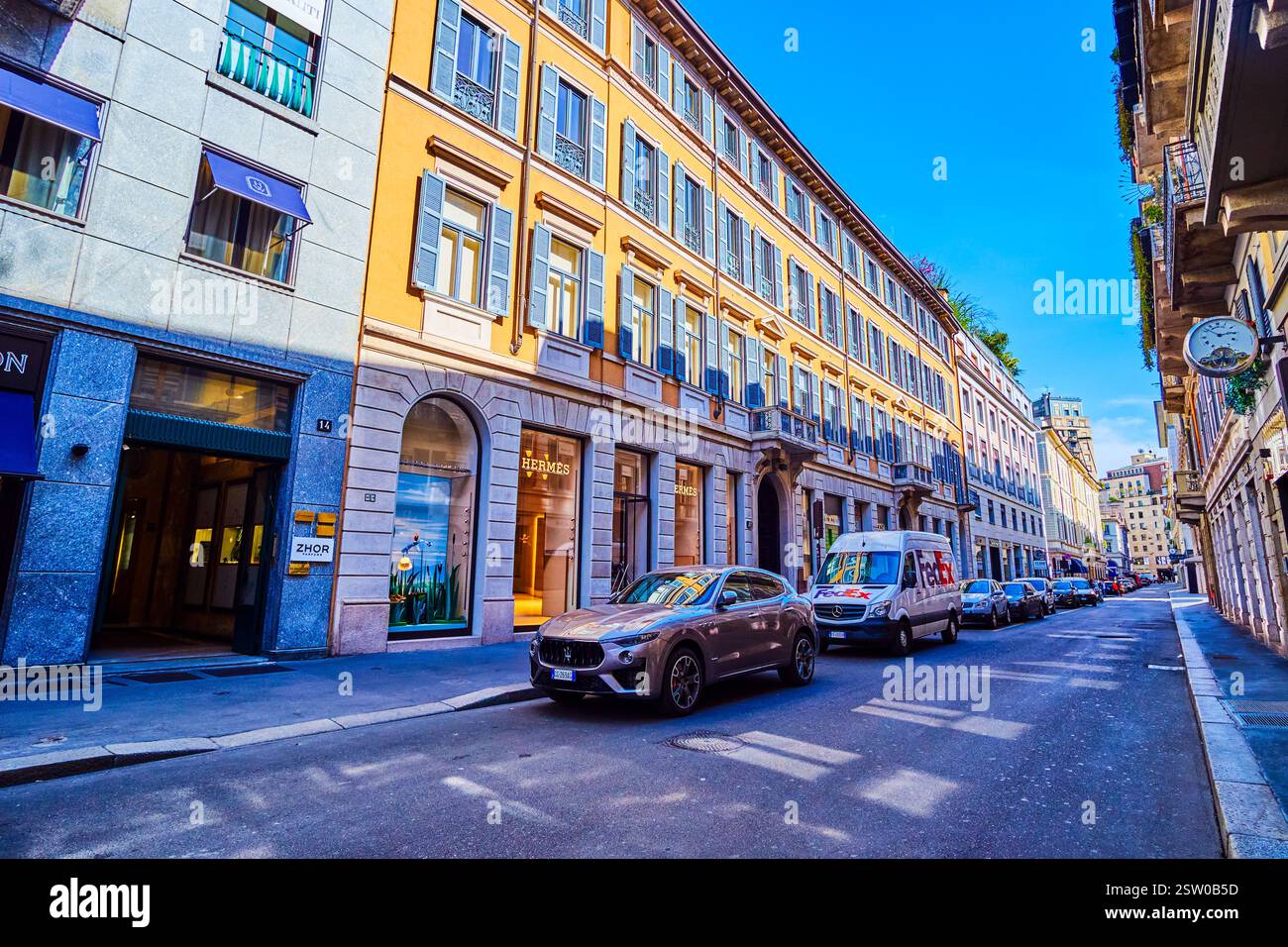 MILAN, ITALY - APRIL 11, 2022: Via Monte Napoleone, the upscale ...