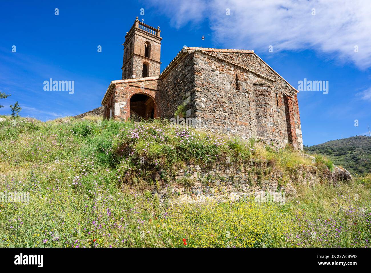 Almonaster castle, on the remains of a 6th century Visigothic basilica ...