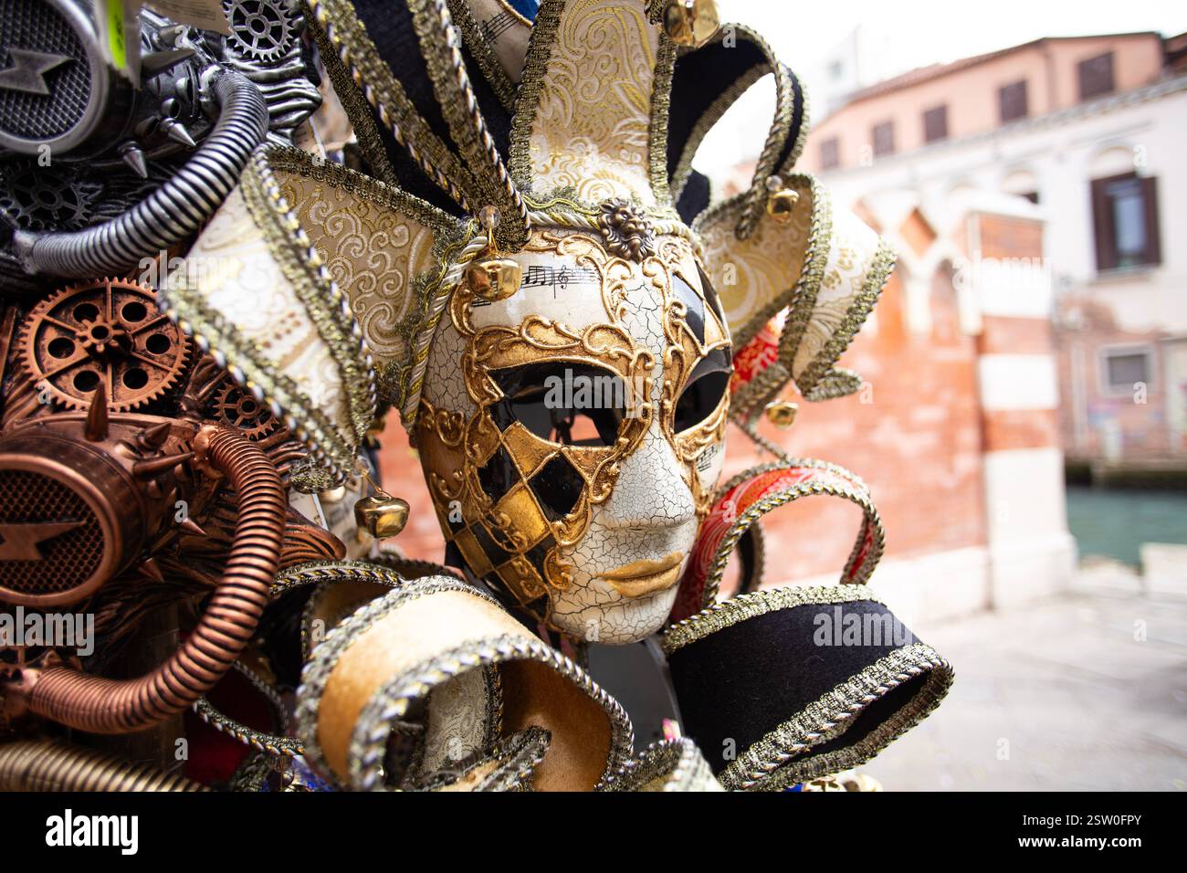 Venezia, Italia - February 16, 2025 - Traditional Carnival mask hanging ...