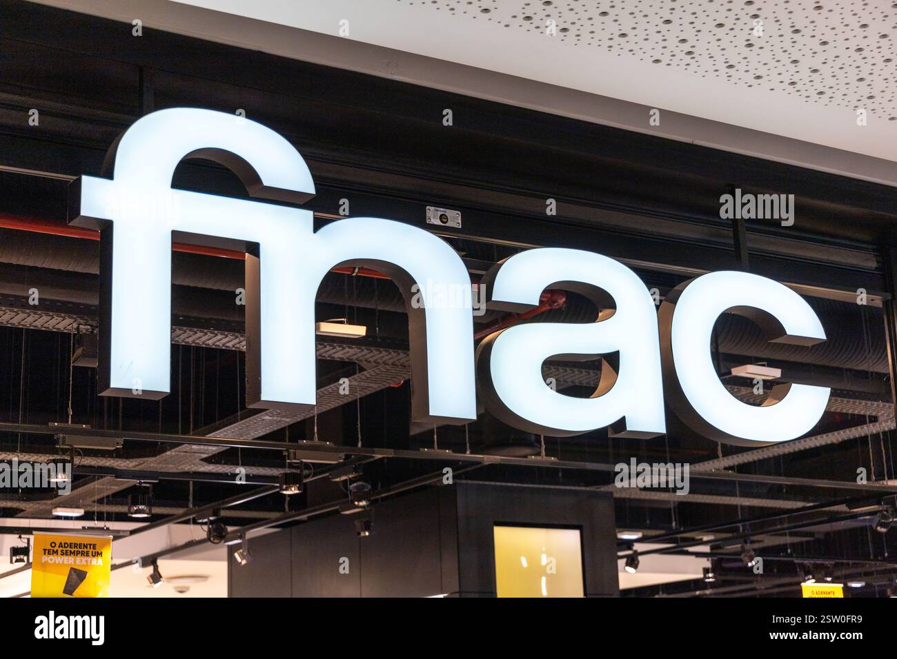 Fnac logo sign store at Alegro shopping center. Fnac is a large French ...