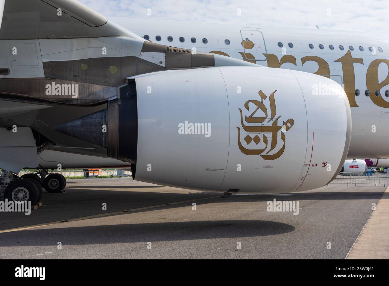 The turbofan engine Rolls-Royce Trent 900 of a largest passenger ...
