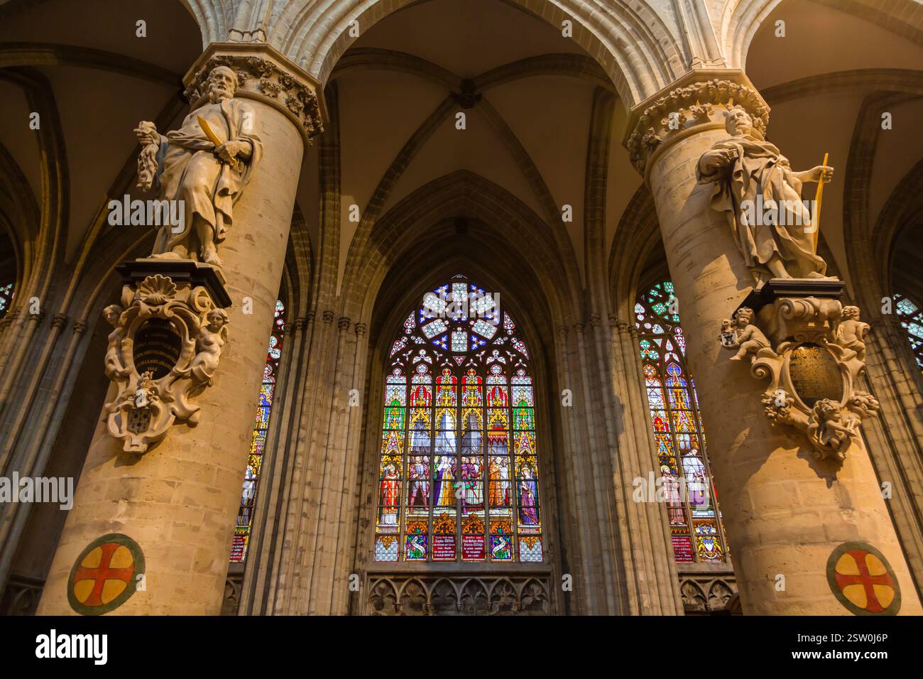 Inside Saint-Michel Cathedral in Brussels, the capital of Belgium Stock ...