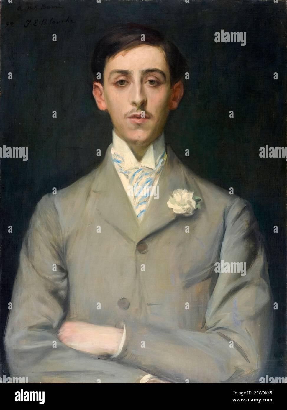 Maurice Barrès. Portrait painting in oil on canvas of the French ...