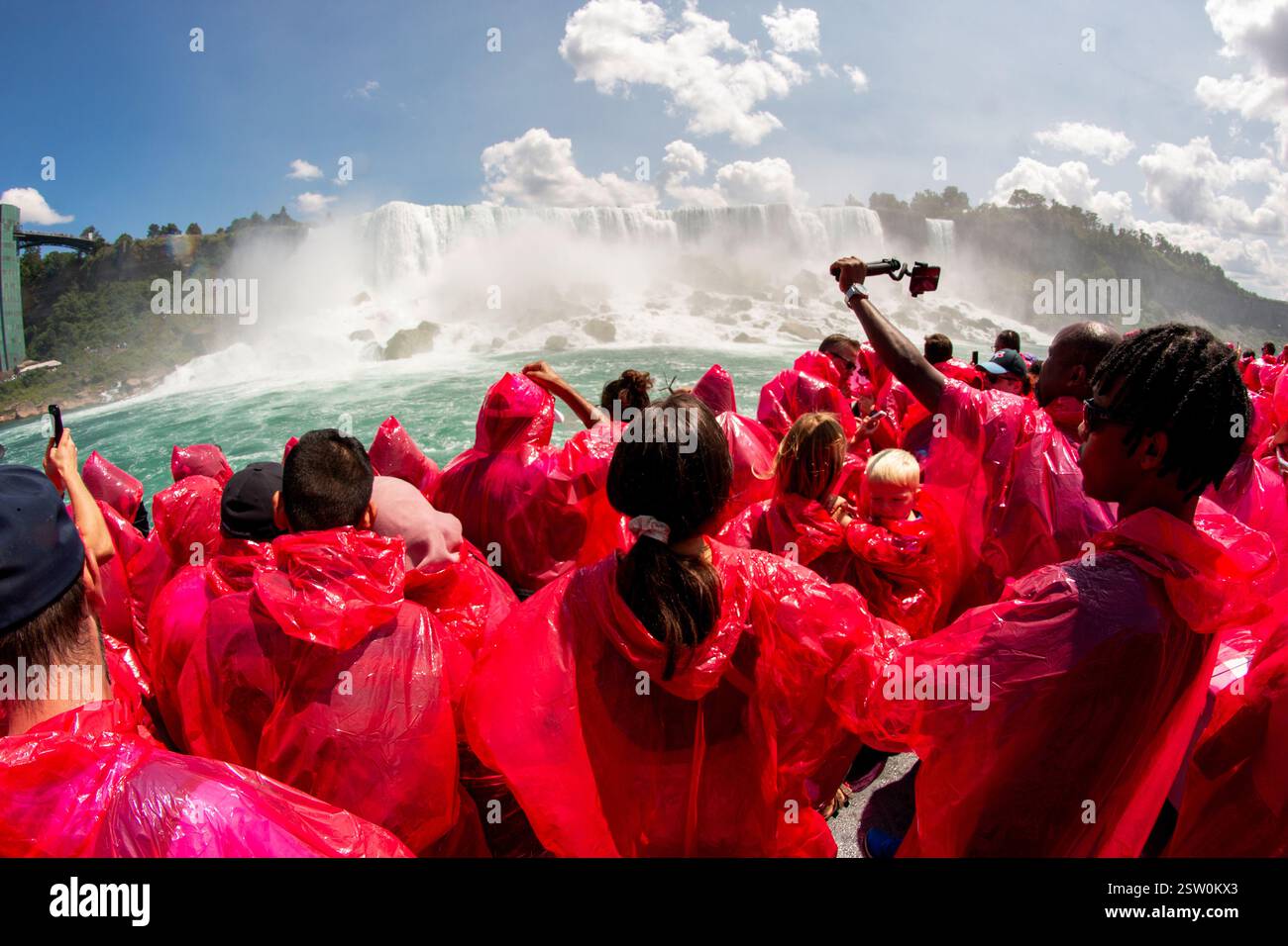 Niagara Falls, New York, USA - 1 August 2023: Tourists surround the ...