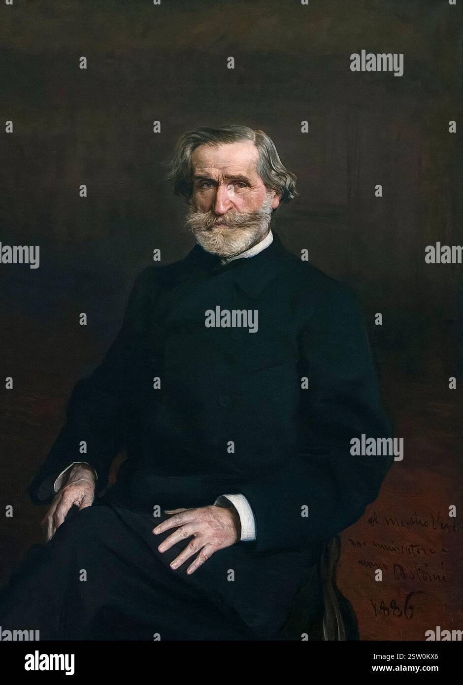 Giuseppe Verdi. Portrait painting in oil on canvas of the Italian ...