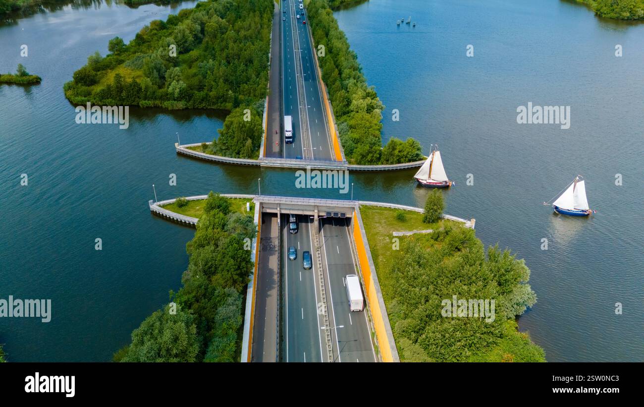 Aerial view veluwemeer aqueduct harderwijk hi-res stock photography and ...