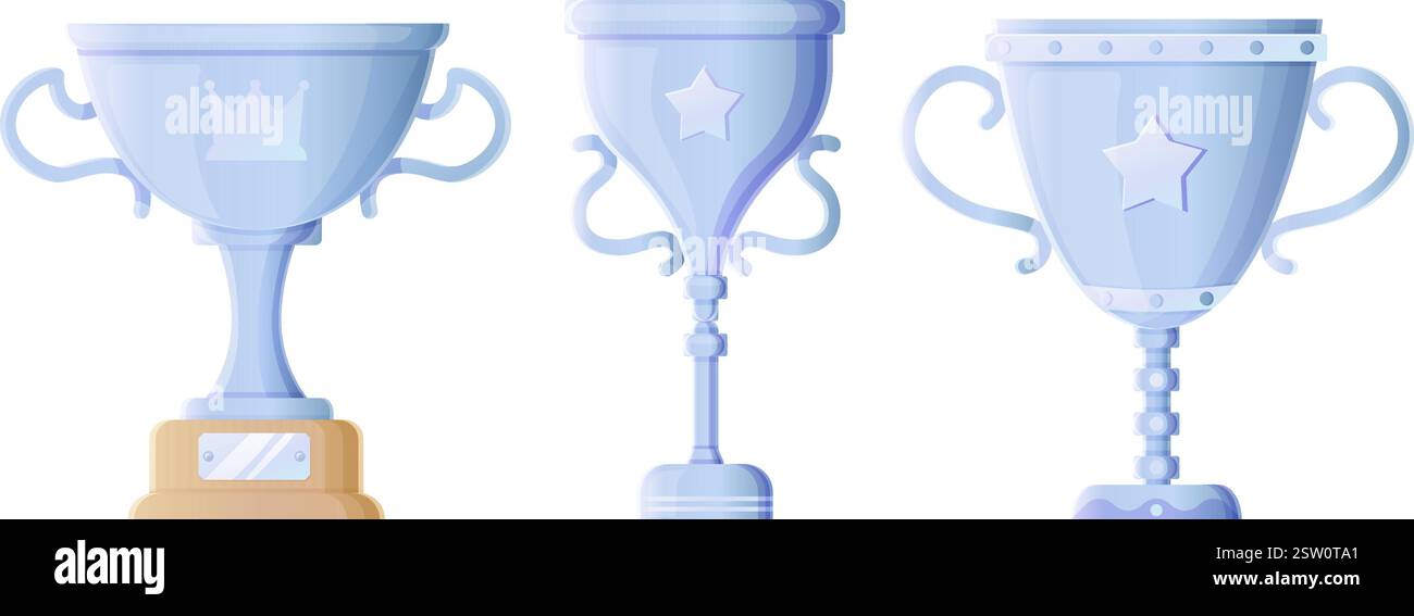 Silver and blue trophy set with elegant designs Stock Vector Image ...