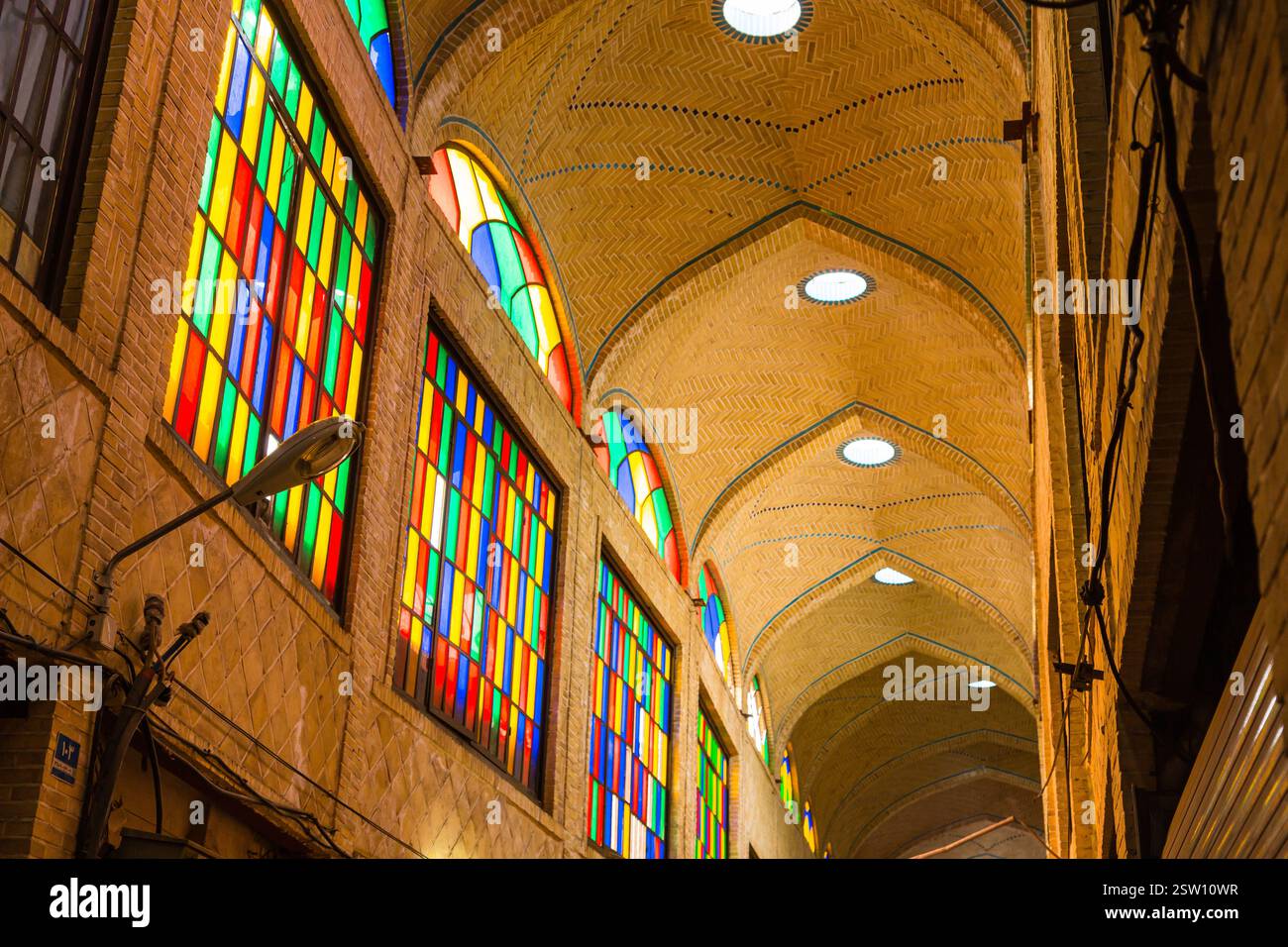 Stained glass at the Grand Bazaar in Tehran, Iran Stock Photo - Alamy