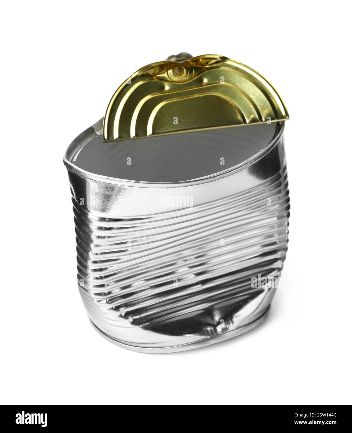 One crumpled tin can isolated on white Stock Photo - Alamy
