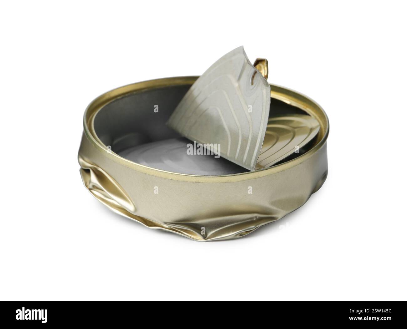 One crumpled tin can isolated on white Stock Photo - Alamy