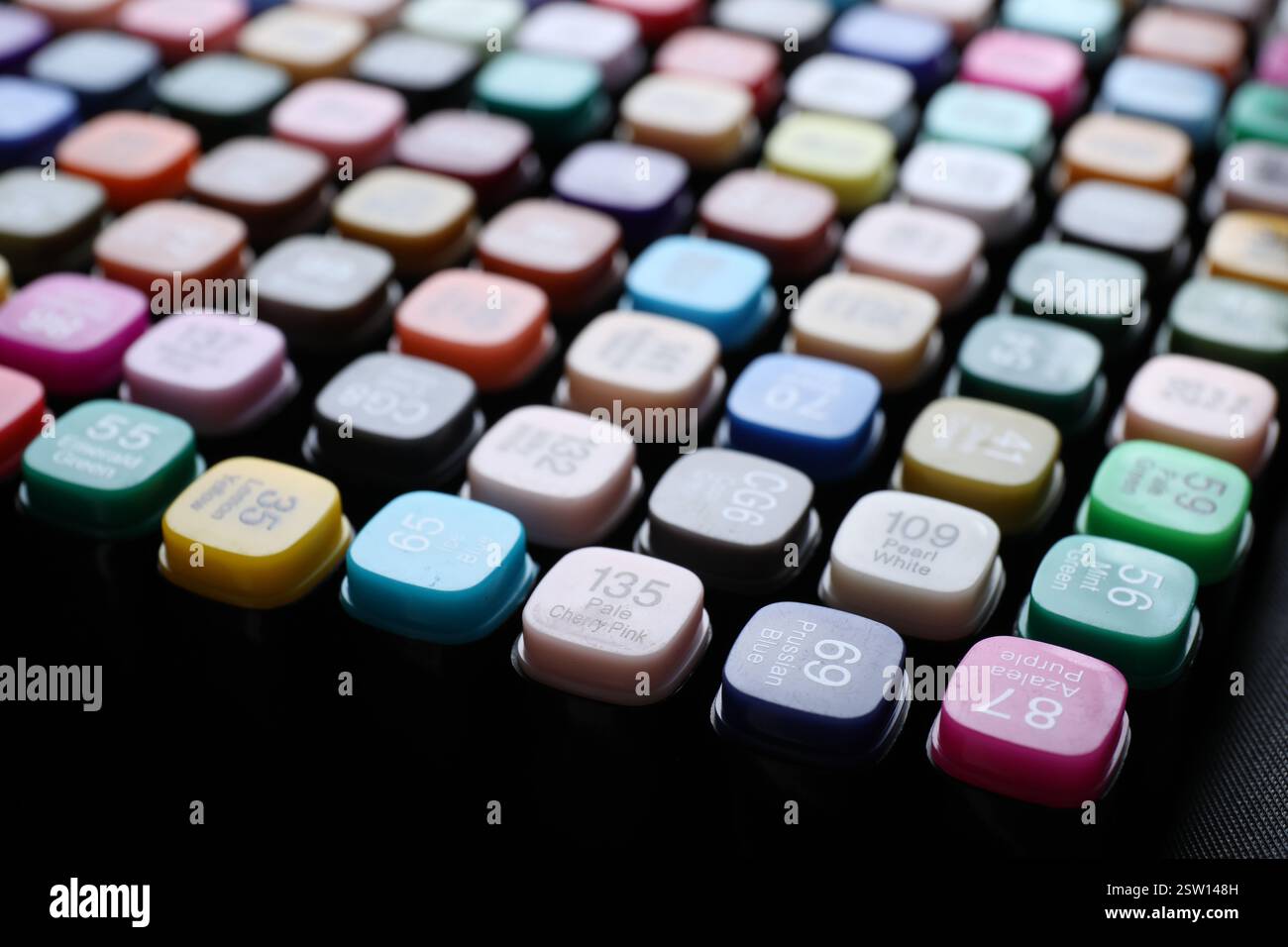 Different double sided markers on black background, closeup Stock Photo ...