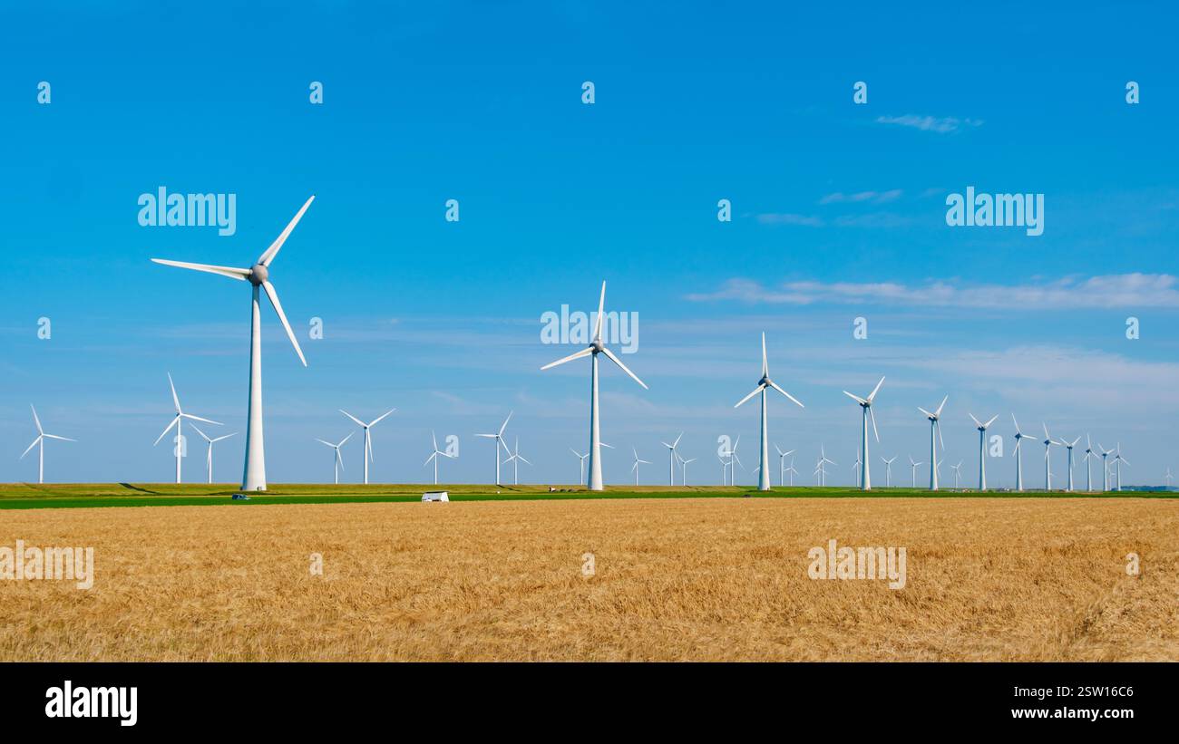Windmill Turbines Generating Renewable Energy Under a Clear Sky in the ...