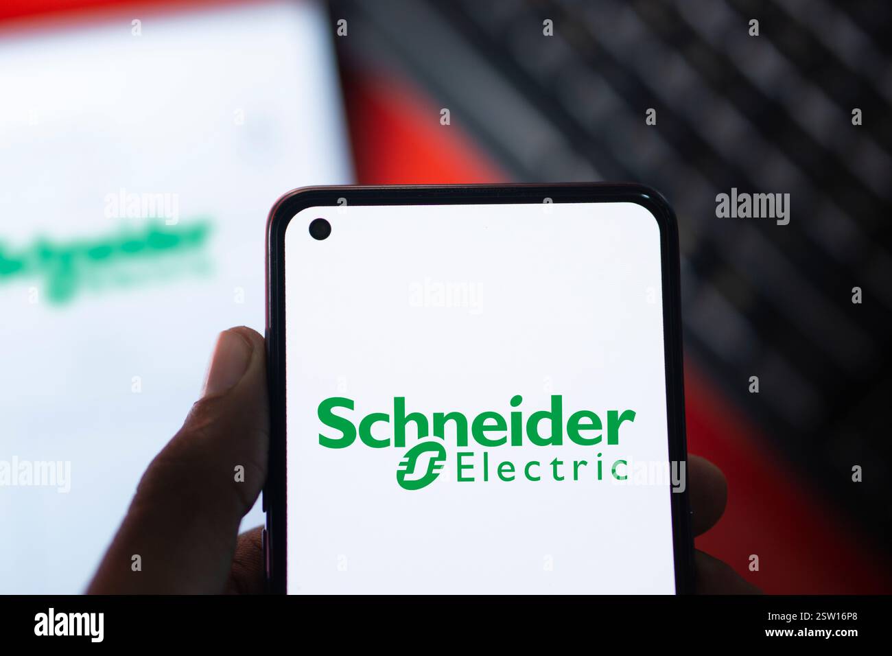 Dhaka, Bangladesh- 01 Aug 2024: Schneider Electric logo is displayed on ...