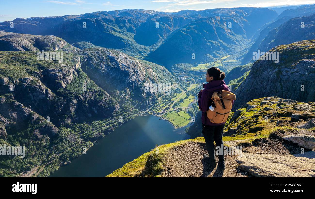 Majestic Views From Mountain Top Overlooking Norwegian Fjord at Sunrise ...