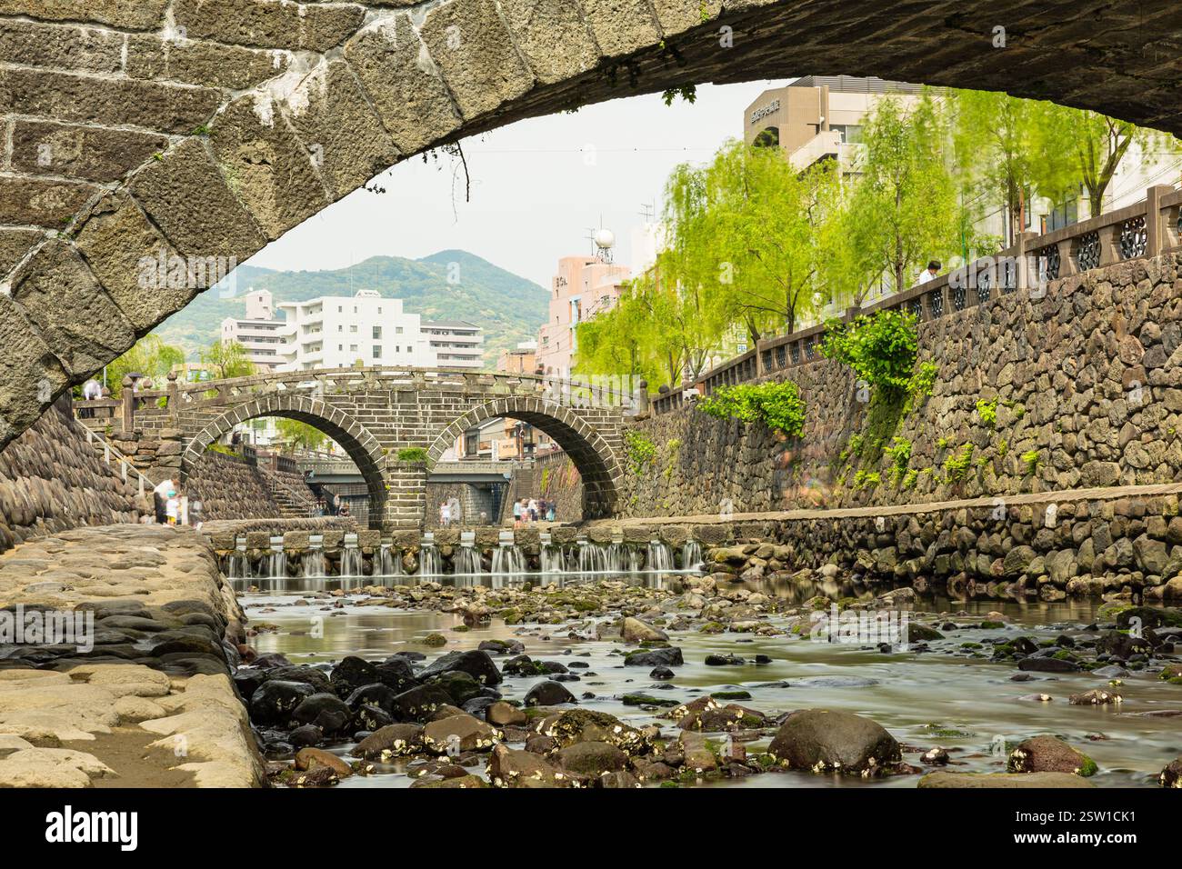 Megane Bridge over the Nakajima River in Nagasaki City, Nagasaki ...