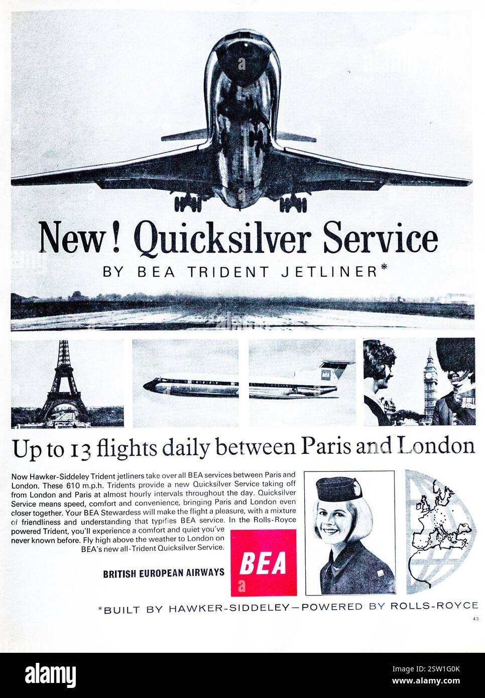A 1965 vintage advertisement for British European Airways and their ...