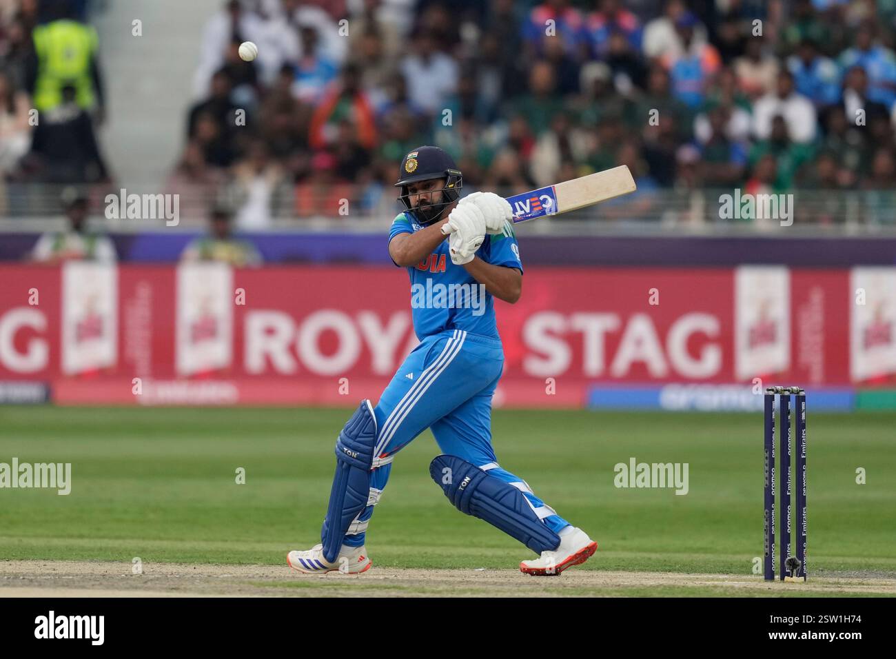 India's captain Rohit Sharma plays a shot during the ICC Champions ...