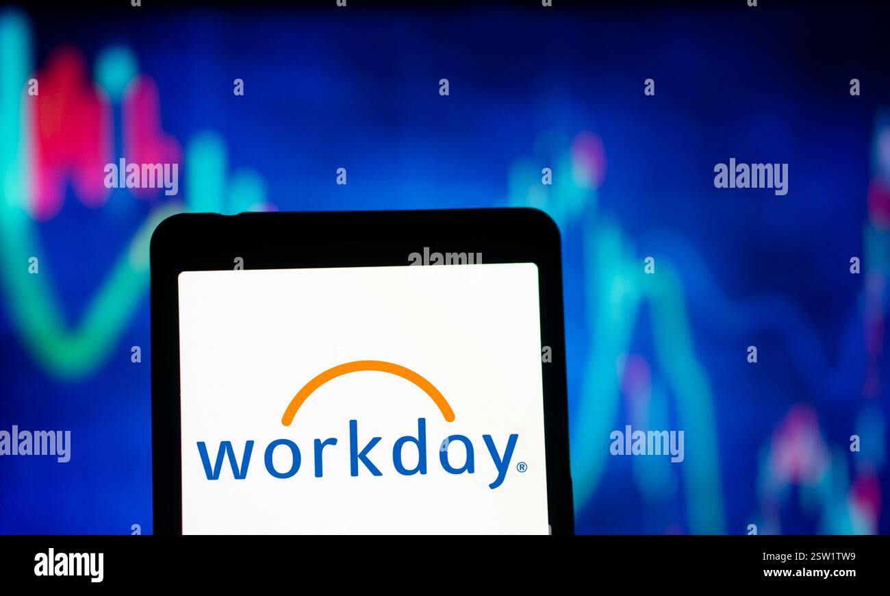 Dhaka, Bangladesh- 06 Aug 2024: Workday logo is displayed on smartphone ...