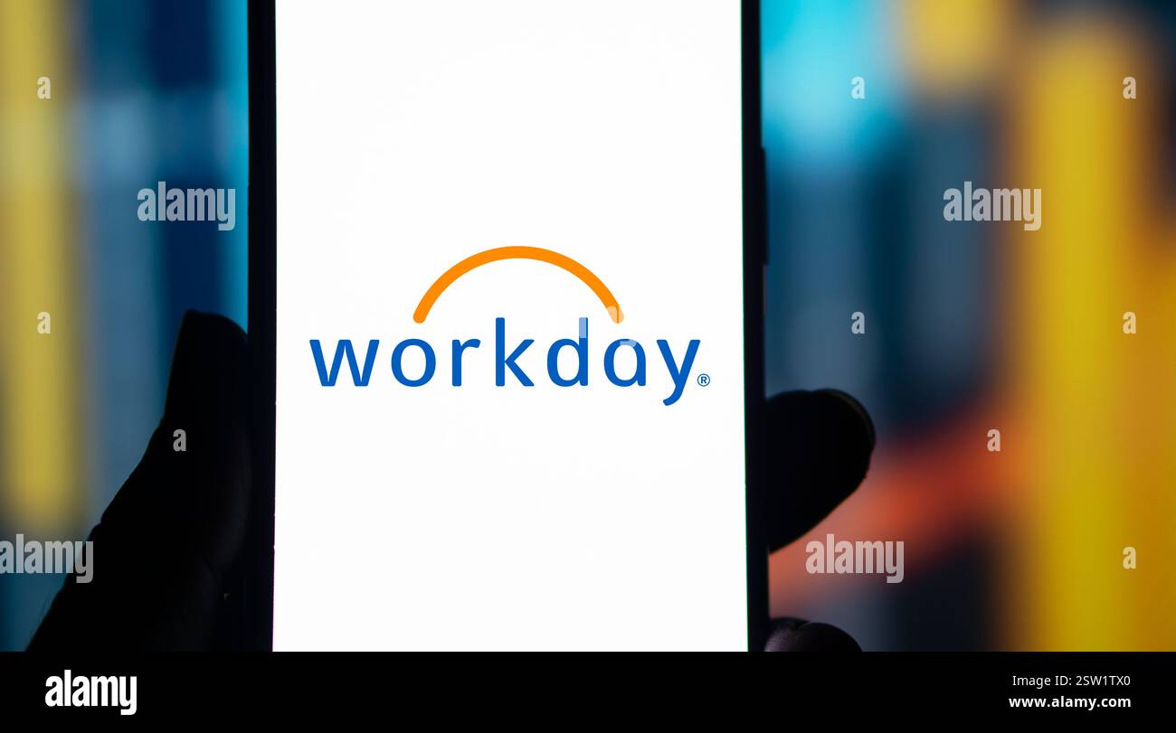 Dhaka, Bangladesh- 06 Aug 2024: Workday logo is displayed on smartphone ...