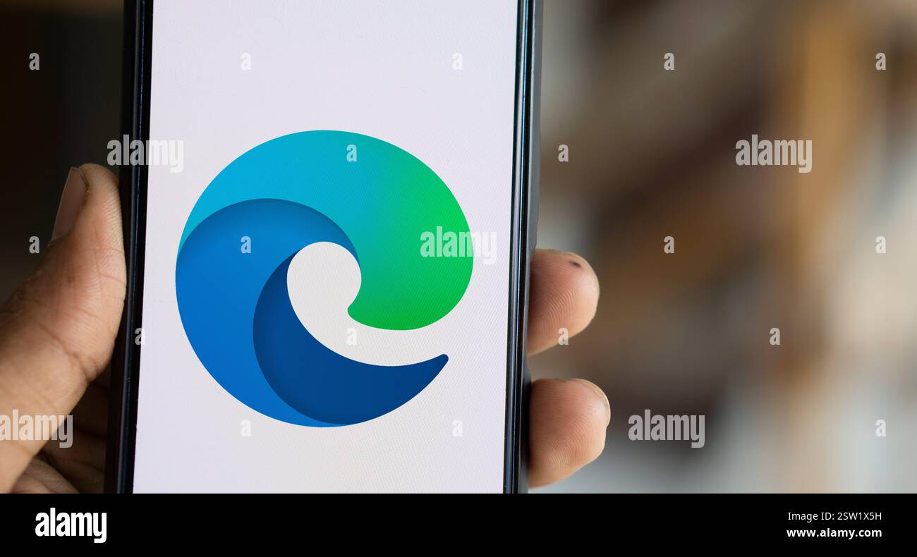 Dhaka, Bangladesh- 07 Aug 2024: Microsoft Edge logo is displayed on ...