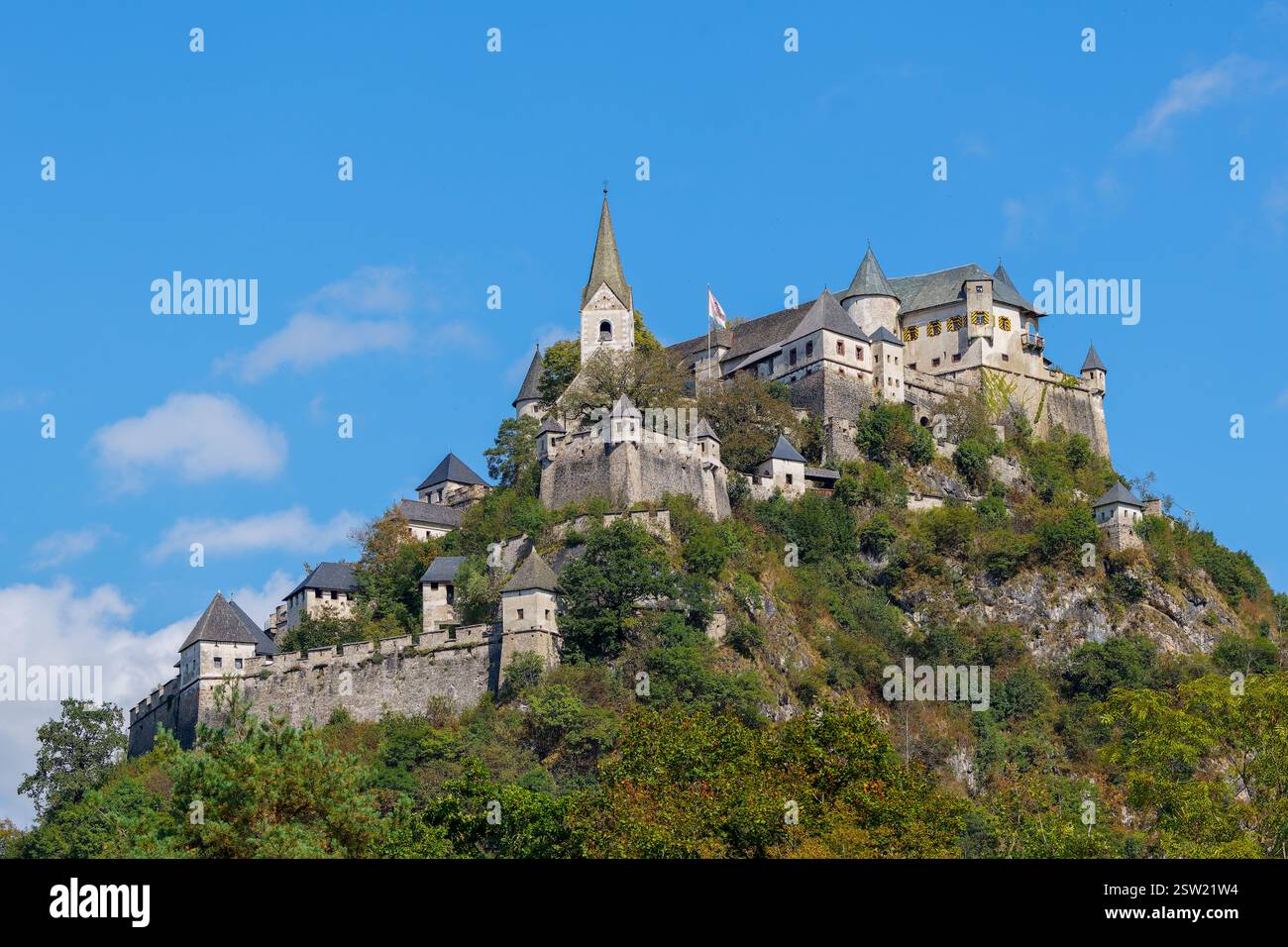 Hochosterwitz Castle in a bush high up the mountain, (Burg ...