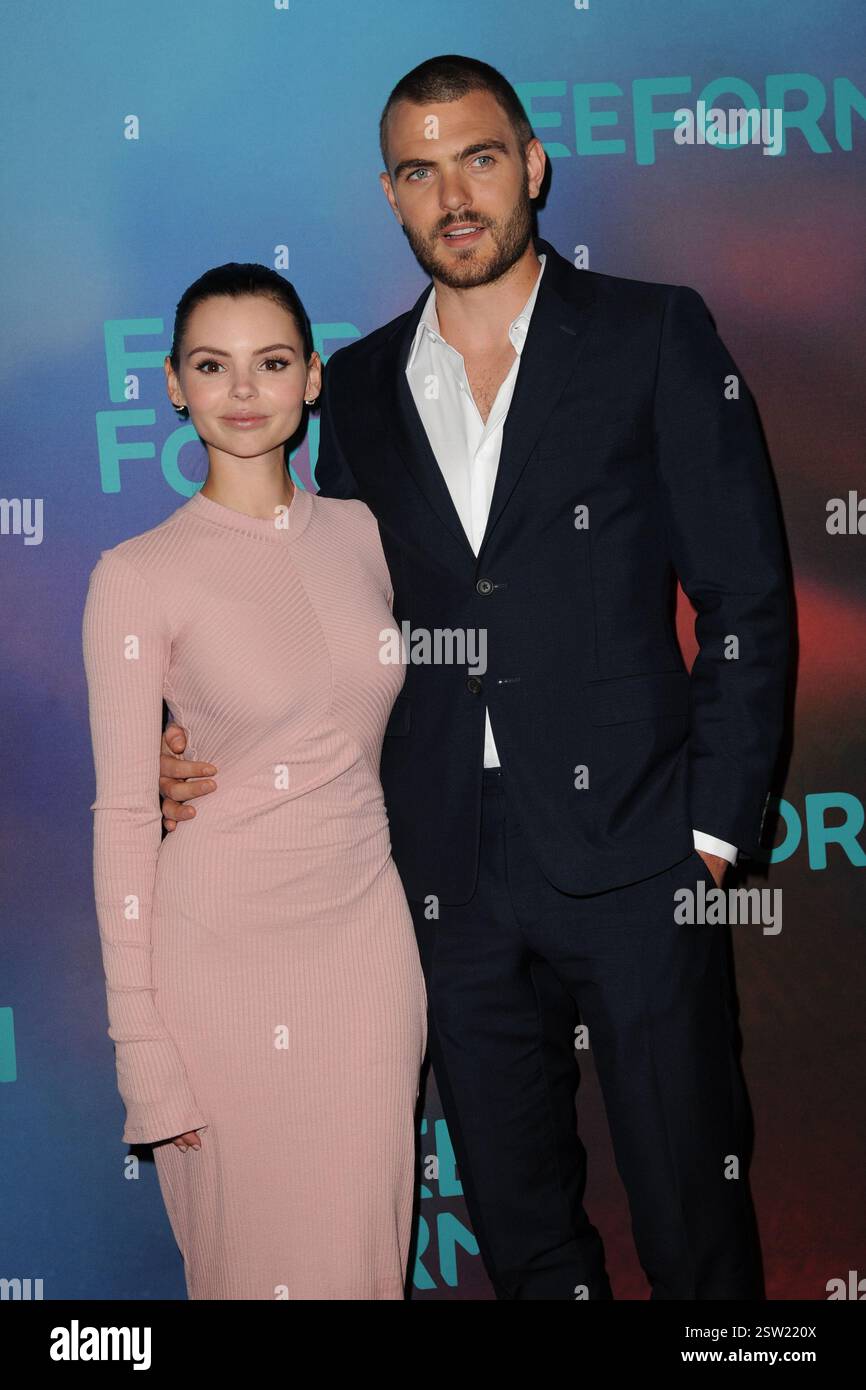 Eline Powell and Alex Roe attending the Freeform 2017 Upfront at Hudson ...