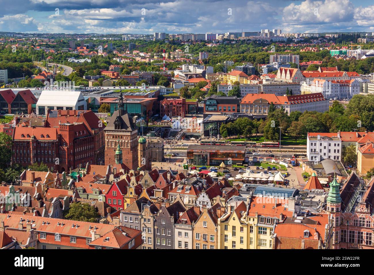 Top view of the City of Gdansk, Poland from the viewpoint on the top of ...