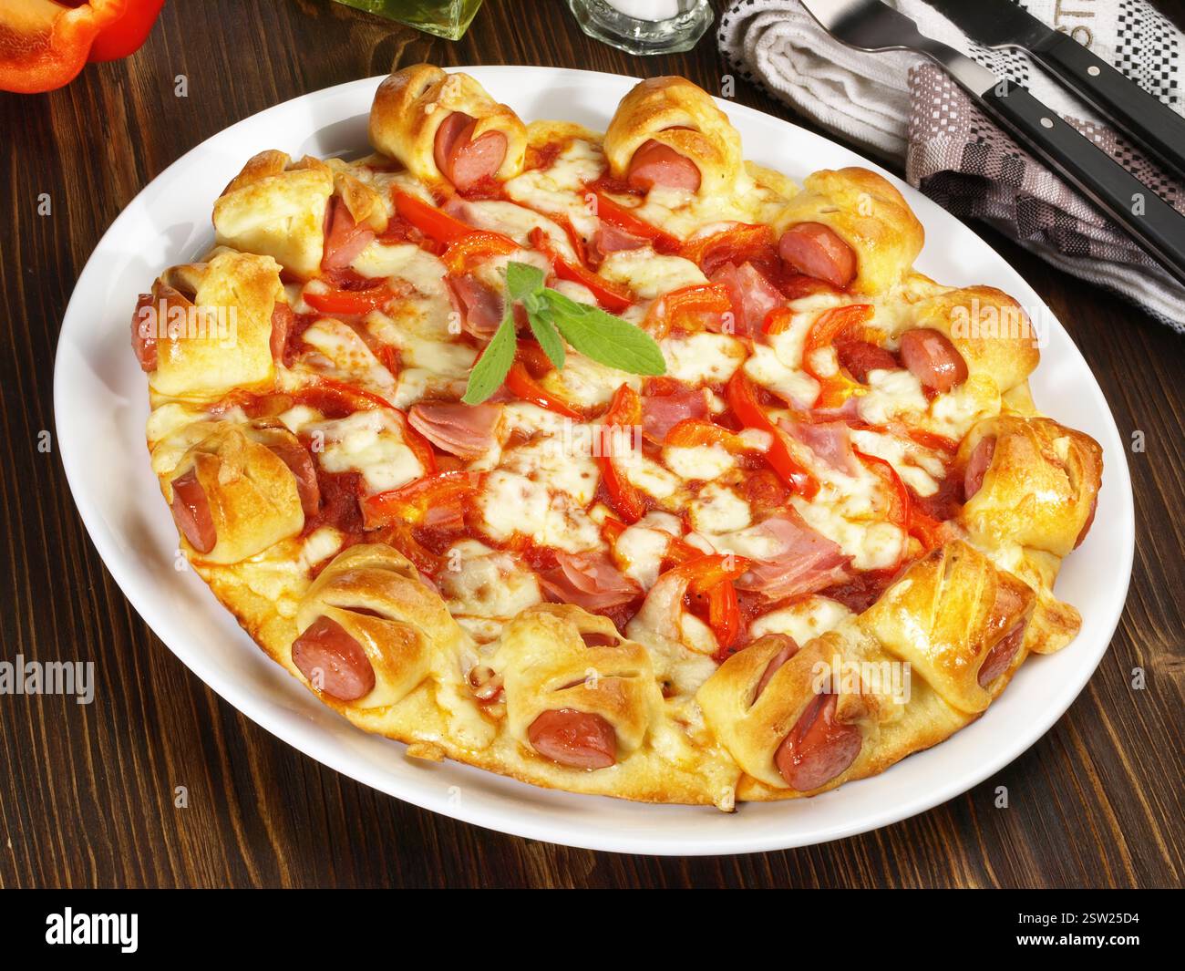Sausage Roll Pizza - Fast Food Stock Photo - Alamy
