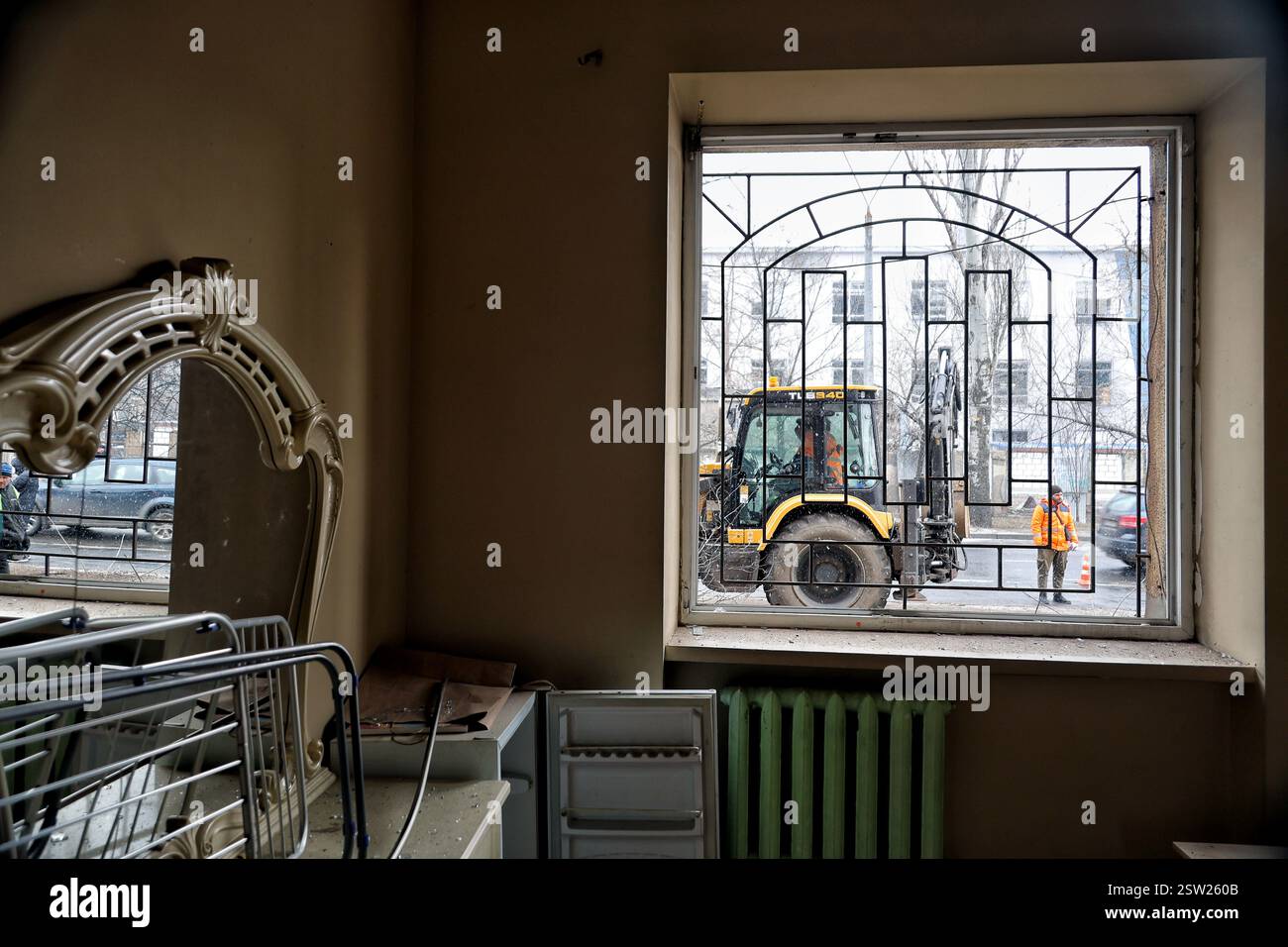 ODESA, UKRAINE - FEBRUARY 20, 2025 - A window is knocked out in a ...
