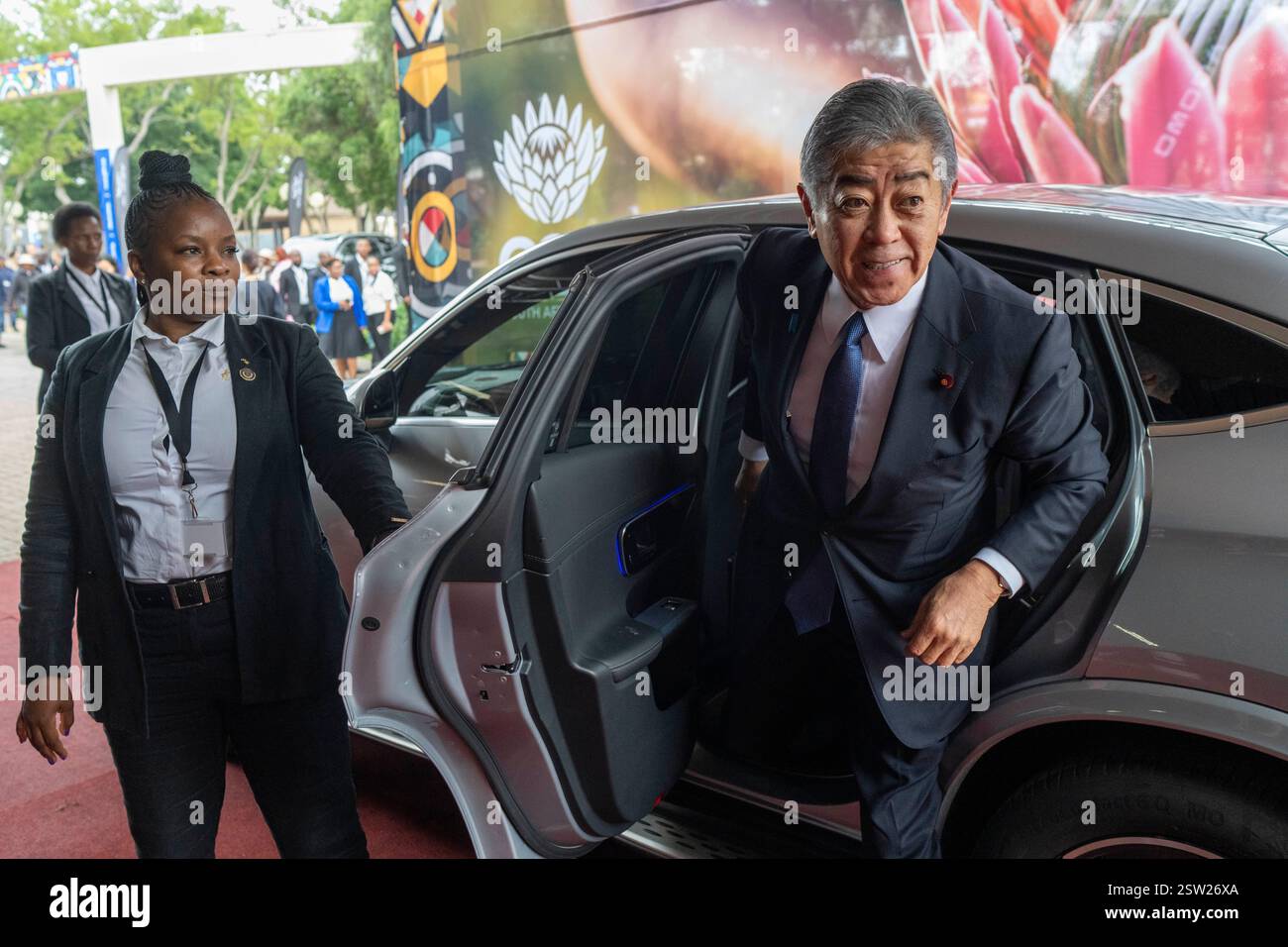 Japanese Minister for Foreign Affairs Takeshi Iwaya arrives for the opening session of the G20 ...