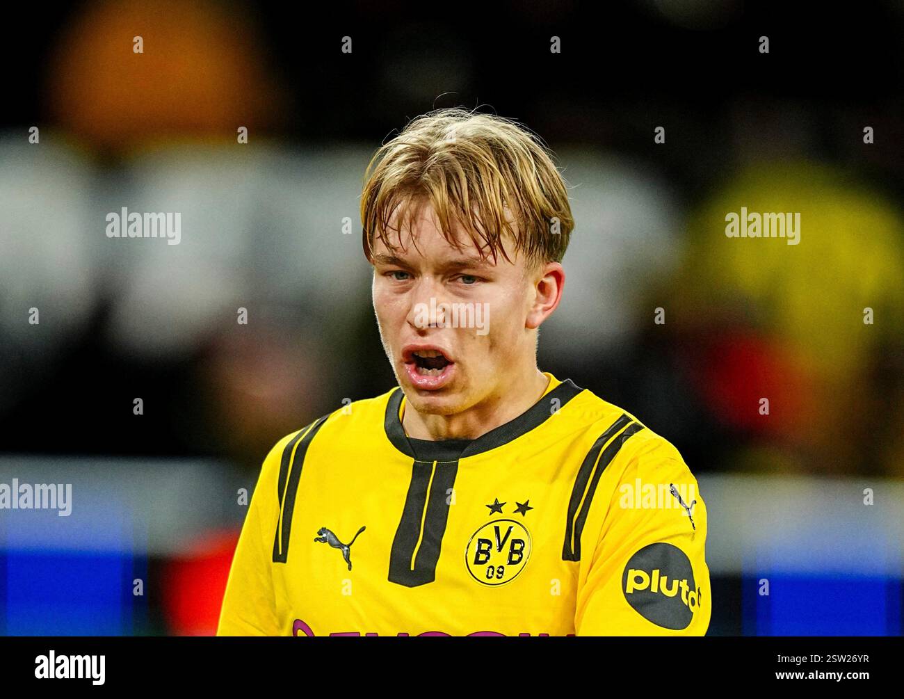 February 19 2025: Daniel Svensson of Borussia Dortmund looks on during a Champions League knock ...