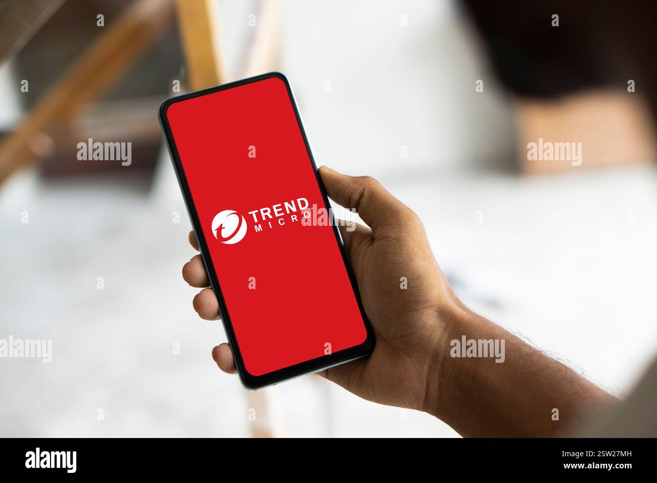 Dhaka, Bangladesh- 09 Aug 2024: Trend Micro Inc. logo is displayed on ...