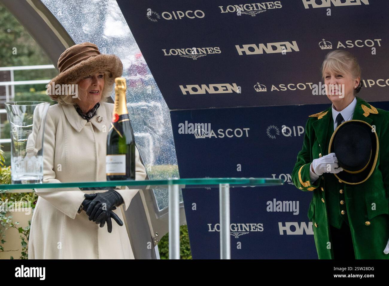 Ascot, UK. 15th February, 2025. Queen Camilla was at Ascot Racecourse ...